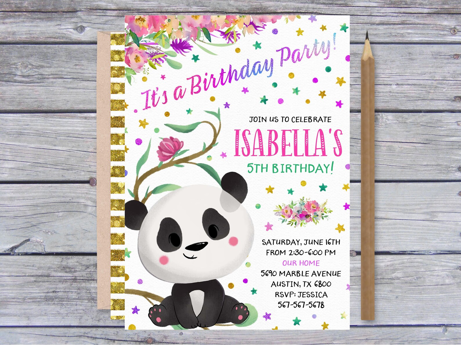 Editable Panda Invitation, Panda Editable Template, Panda Invitations ...