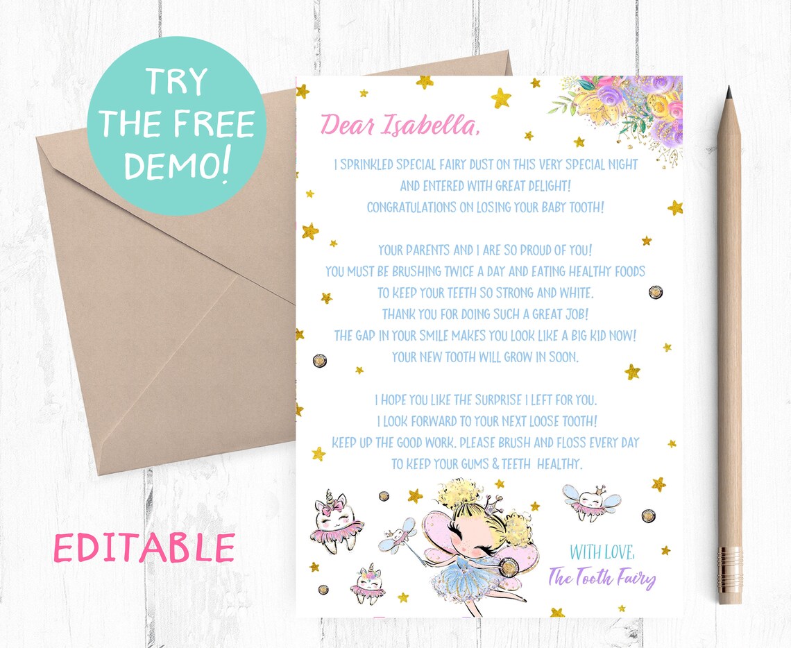 EDITABLE Blonde Tooth Fairy Set Tooth Fairy Editable - Etsy