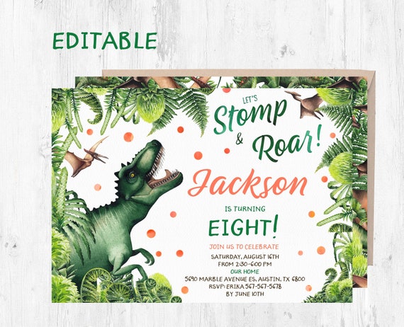 Editable Realistic T-rex Invitation Scary T-rex Dinosaur | Etsy