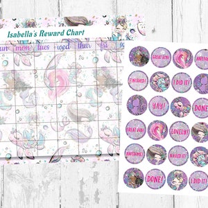 Editable Mermaid Reward Chart Printable, Mermaid Chore Chart Template ...