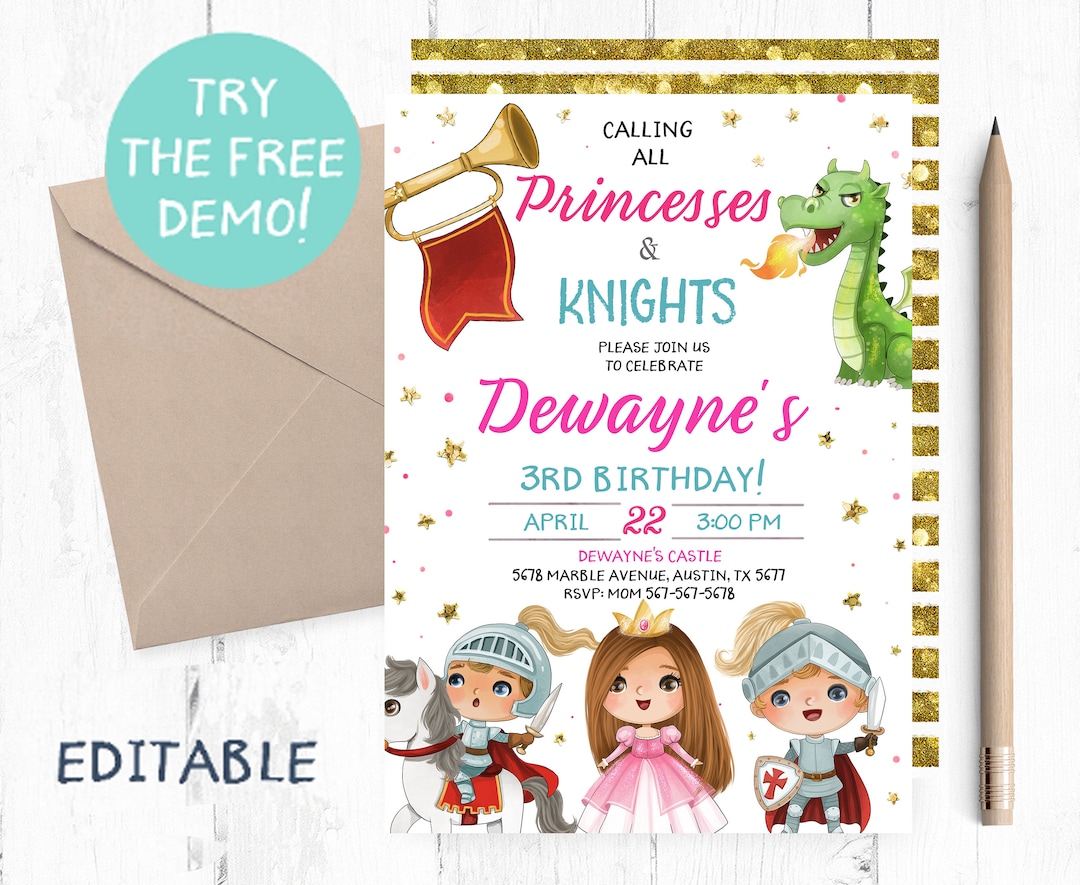 Princess Pirate Joint Party Invitation, Joint Royal Birthday Party ...