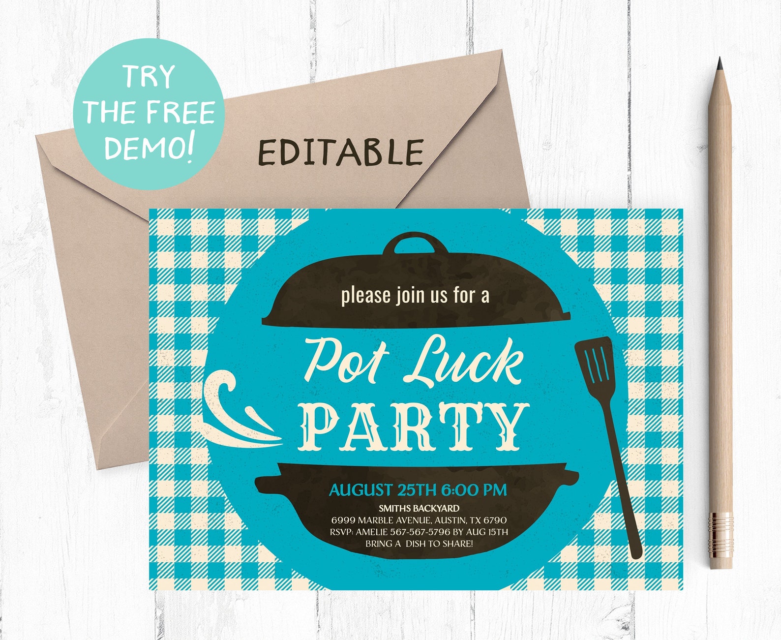 Editable Pot Luck Party Invitation Pot Luck Party Editable | Etsy