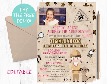 Detective Invitation, Mystery Invitation, Secret Agent Invitation, Spy ...
