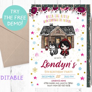 Little Red Riding Hood Birthday Invitation, Little Red Riding Hood ...