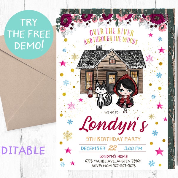 Little Red Riding Hood Birthday Invitations - Etsy