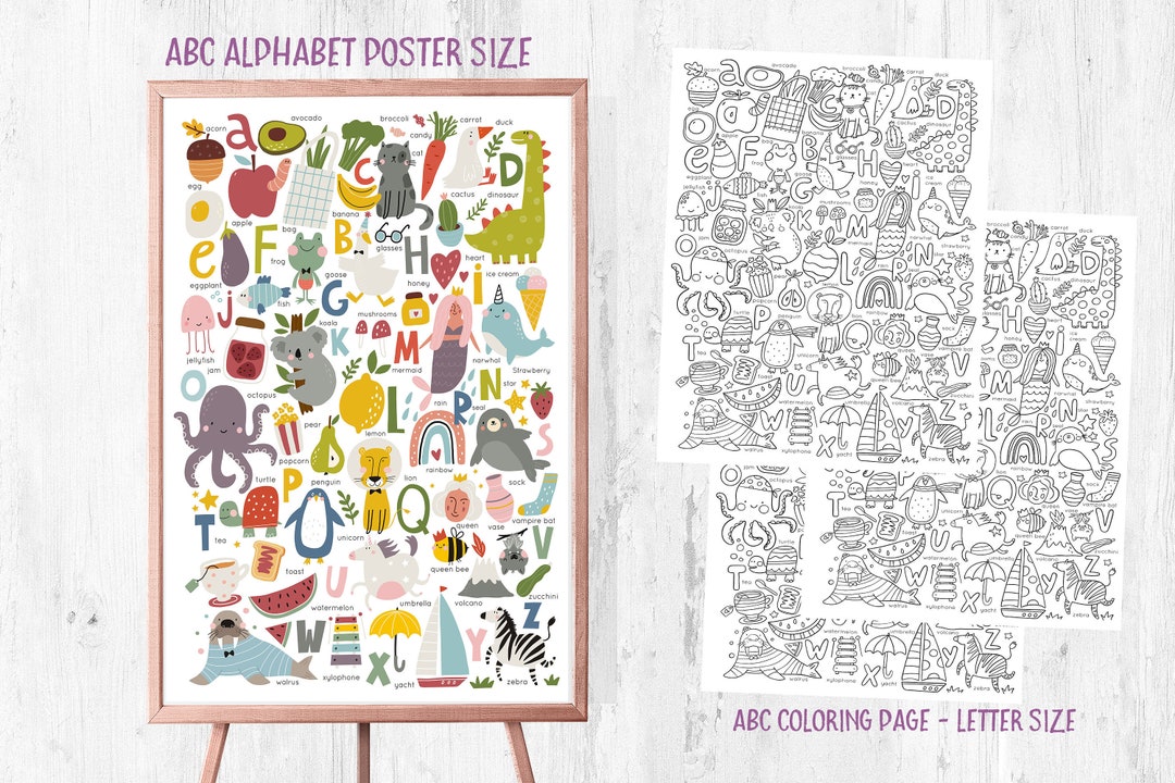 ABC Alphabet Poster Printable, ABC Alphabet Nursery Decor, ABC Alphabet ...