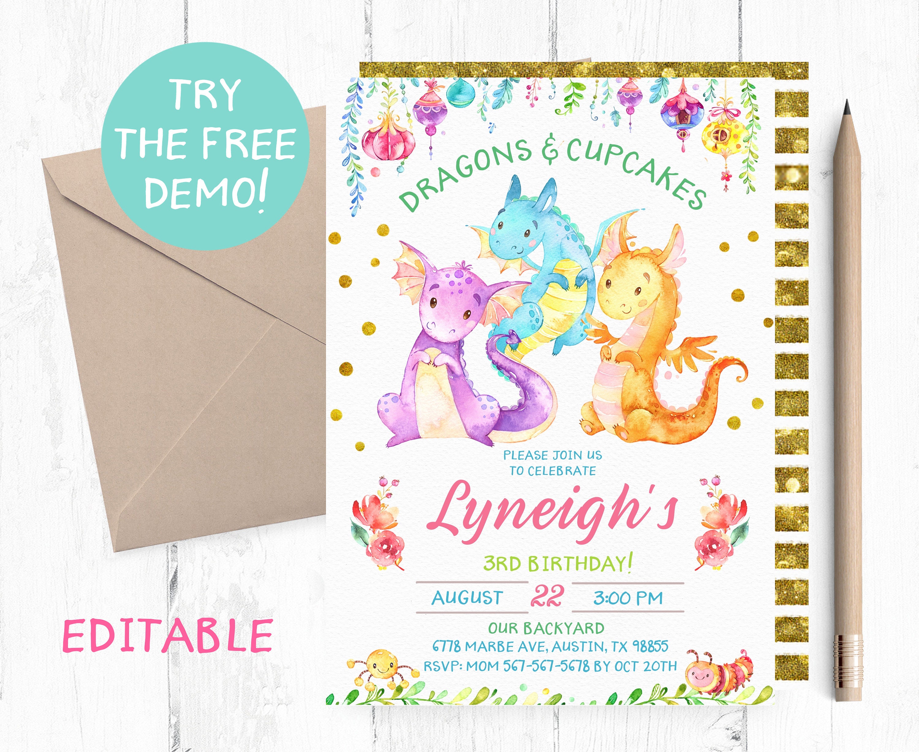 Dragon Birthday Party Invitations Dragon Birthday Party - Etsy