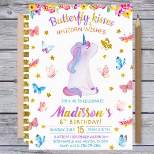Butterfly Kisses and Unicorn Wishes Butterfly Kisses Invite | Etsy
