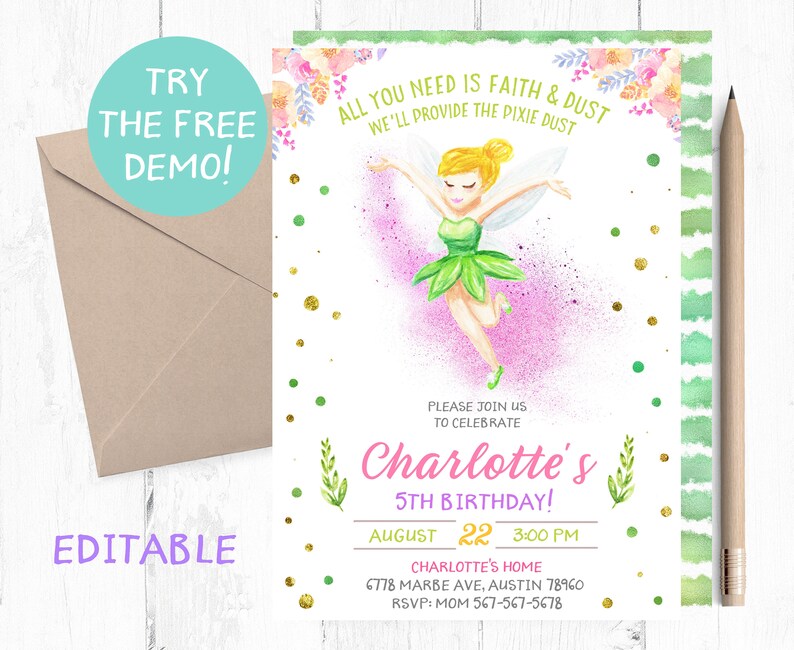 Fairy Invitation Fairy Birthday Party Invitations Fairy - Etsy