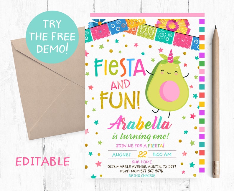 Editable Fiesta and Fun Template Fiesta First Birthday - Etsy
