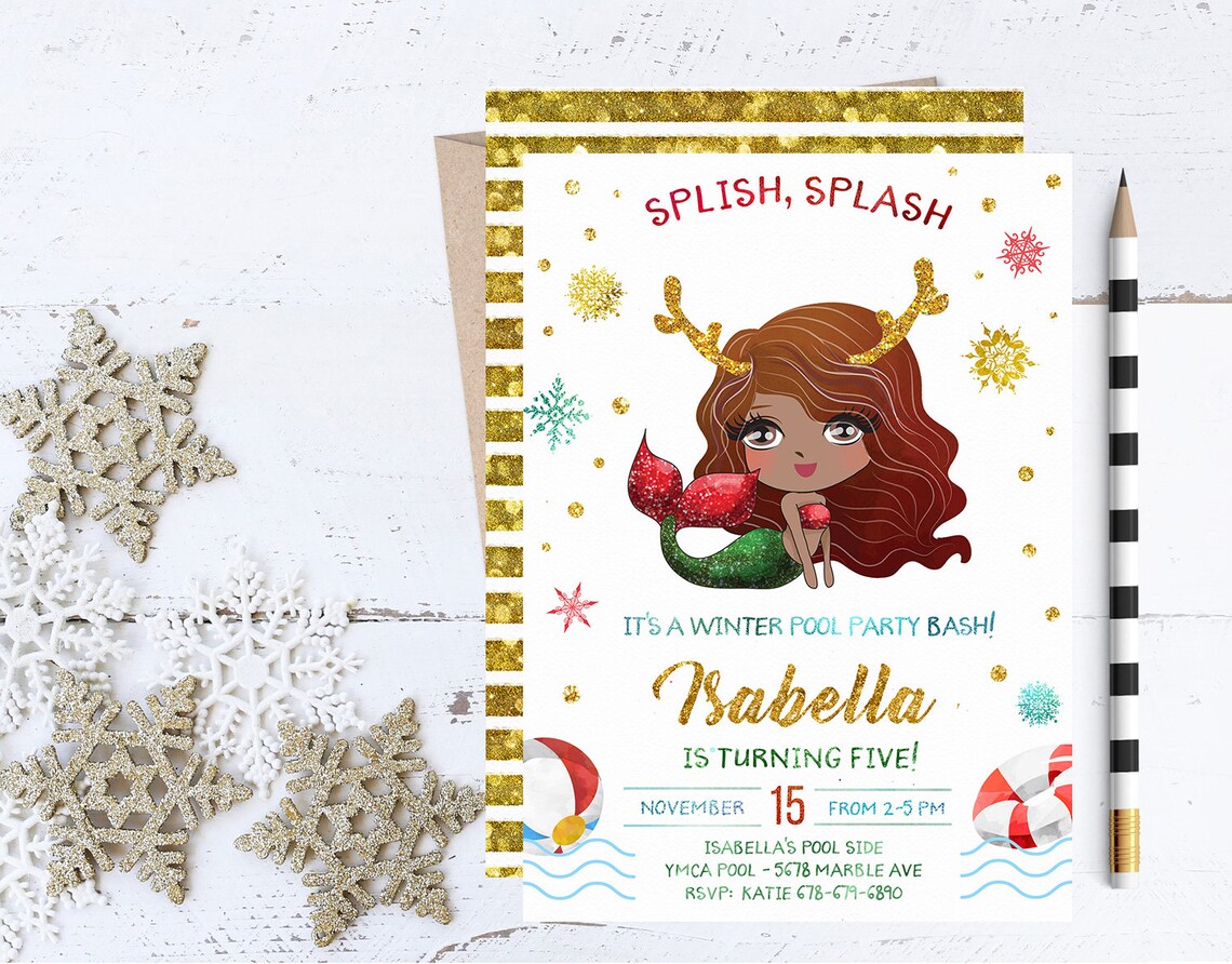 Christmas Pool Party Invitations Christmas Pool Party | Etsy