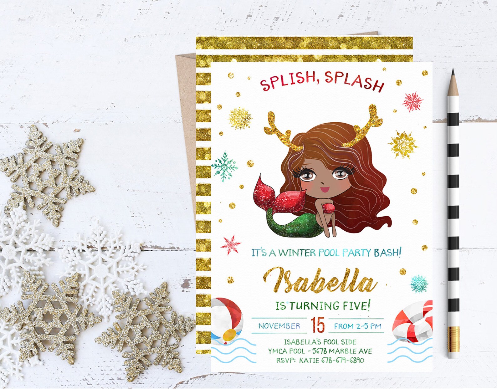 Christmas Pool Party Invitations Christmas Pool Party | Etsy