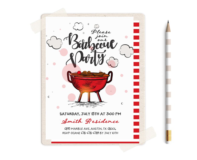 Barbecue Invitation BBQ Invitation Barbecue Invitations - Etsy