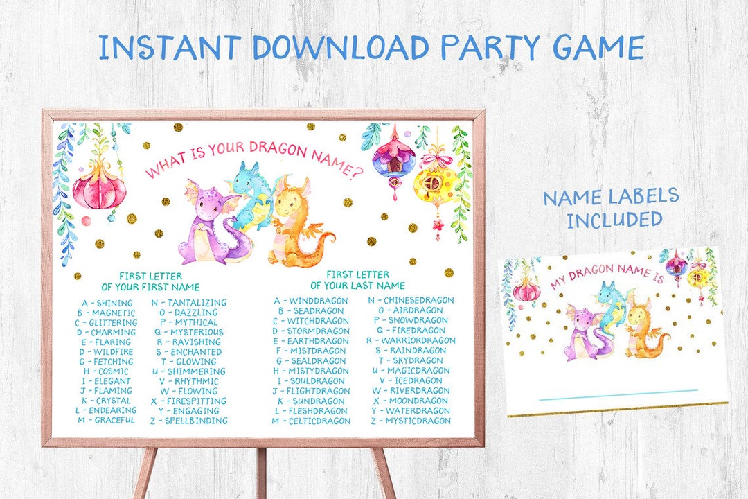 Dragon Name Game, Birthday Party Activity (instant Download) - Etsy