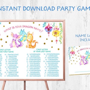 What is Your Dragon Name Game, Dragon Birthday Party Game, Dragon Games ...