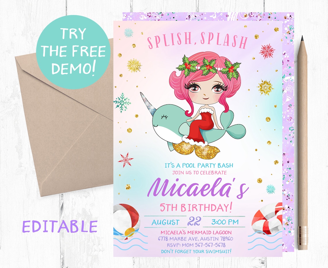 Winter Pool Party Invites Winter Pool Party Printable - Etsy