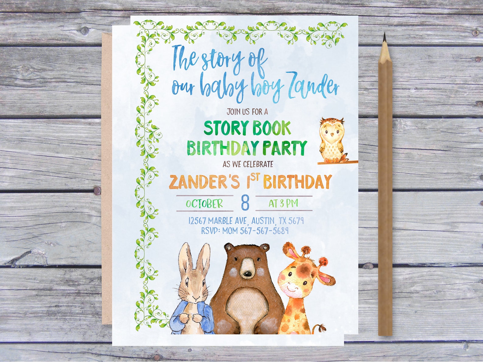 Storybook Invitation Storybook Birthday Invitations Boy | Etsy