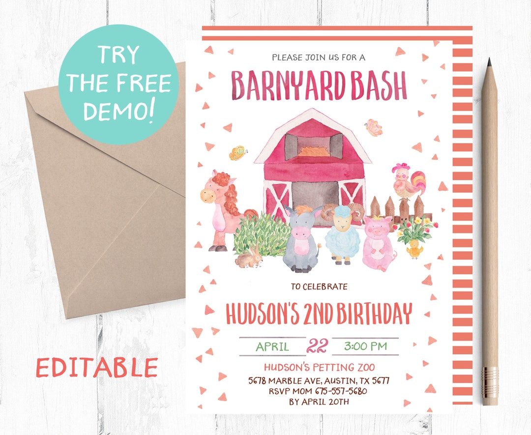 Barnyard Birthday Invitation, Barnyard Birthday, Barnyard Invitations ...