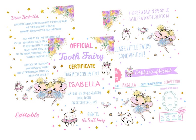 EDITABLE Blonde Tooth Fairy Set Tooth Fairy Editable - Etsy