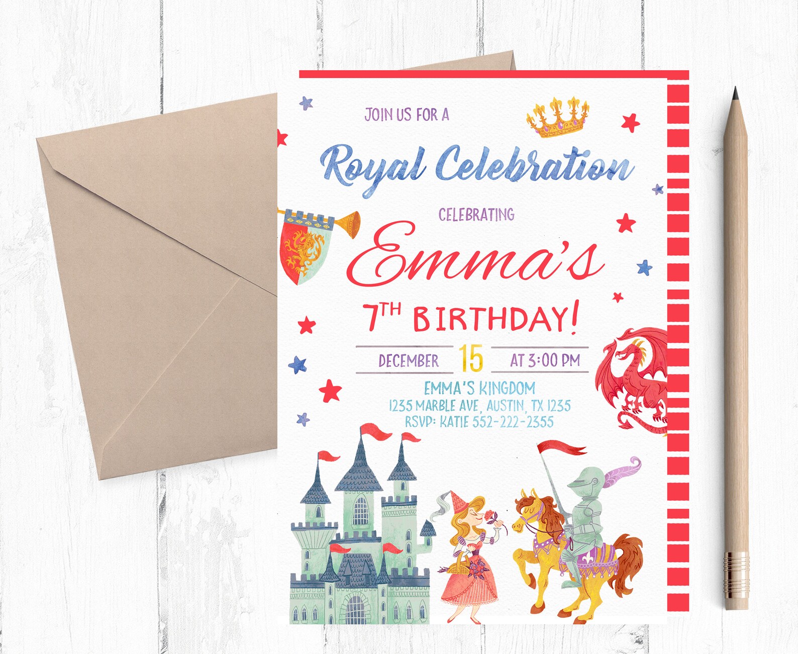 Medieval Invitation Royal Birthday Party Knightly Party | Etsy