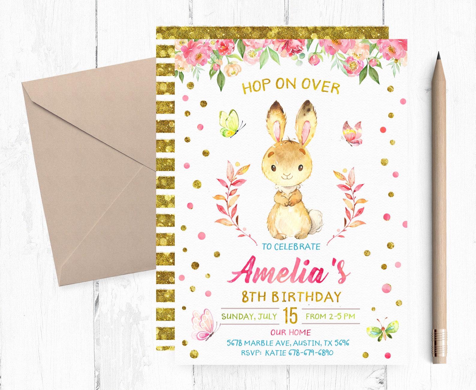 Bunny Invitation Bunny Invitation Birthday Bunny Birthday | Etsy