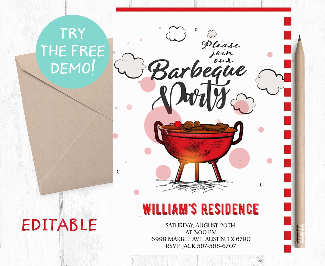 Barbecue Invitation, BBQ Invitation, Barbecue Invitations, Barbecue ...