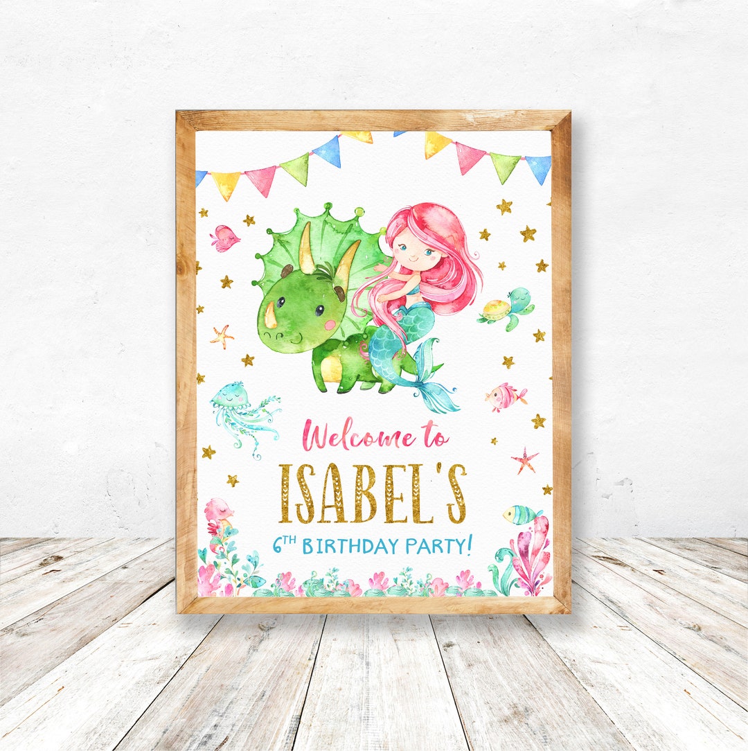 Mermaid and Dinosaur Birthday Party Decorations, Mermaid Dinosaur ...