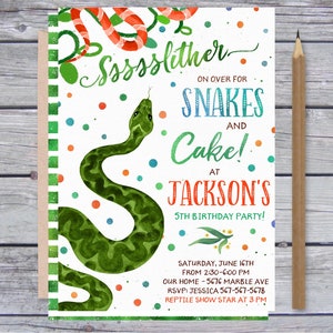 Editable Snake Invitation, Snake and Cakes Birthday Party, Snake Boy ...