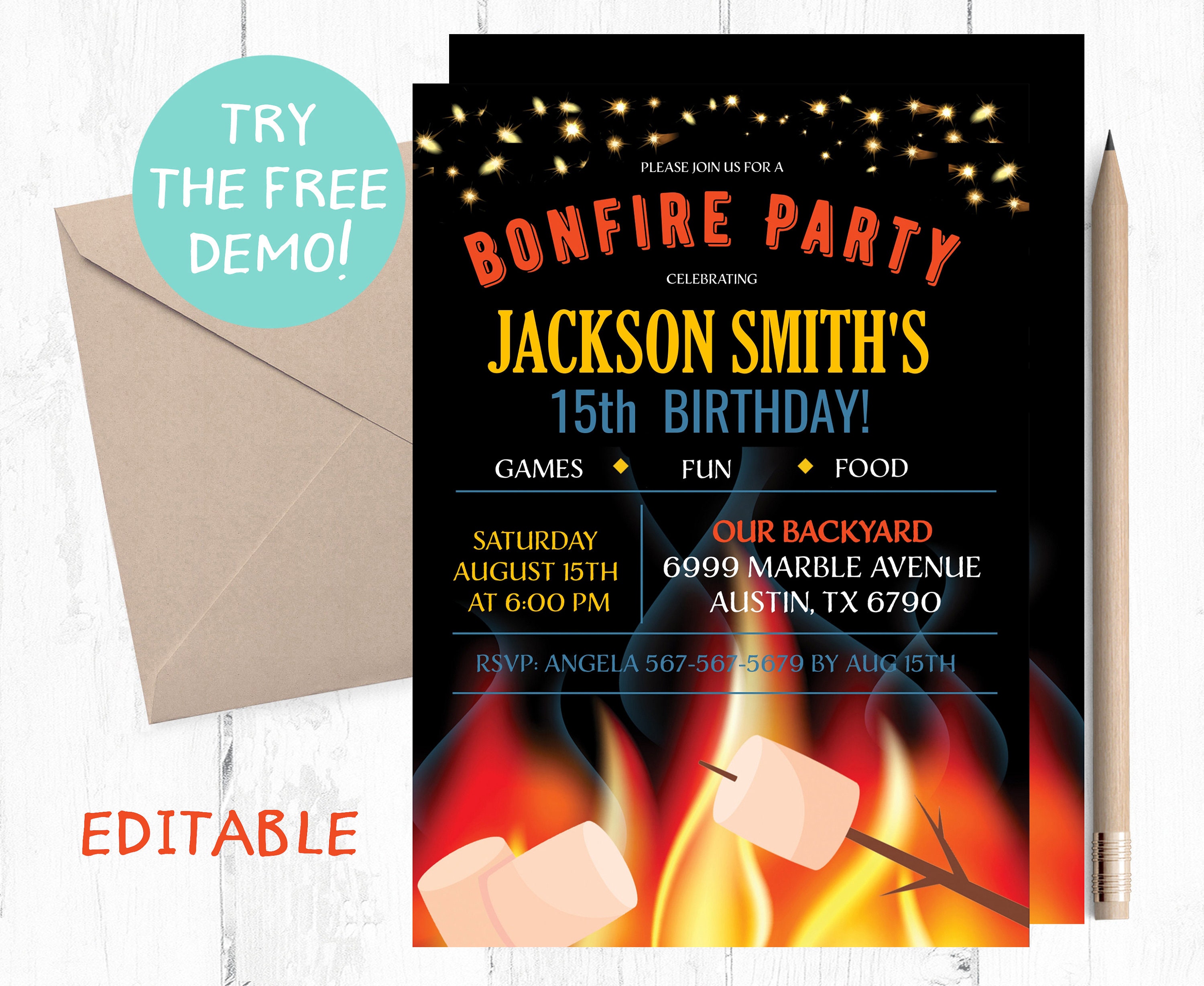 Bonfire Party Invitations