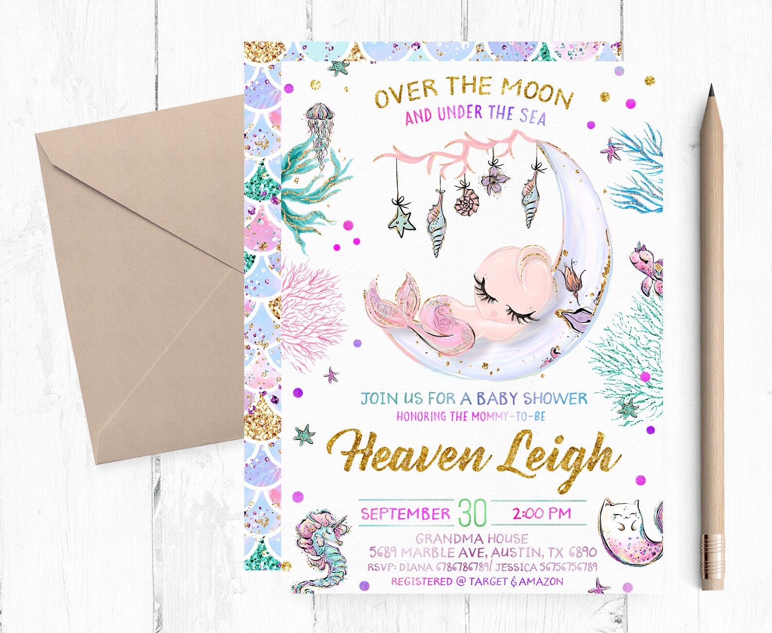 Baby Mermaid Baby Shower Invitation MerBaby Baby Shower | Etsy