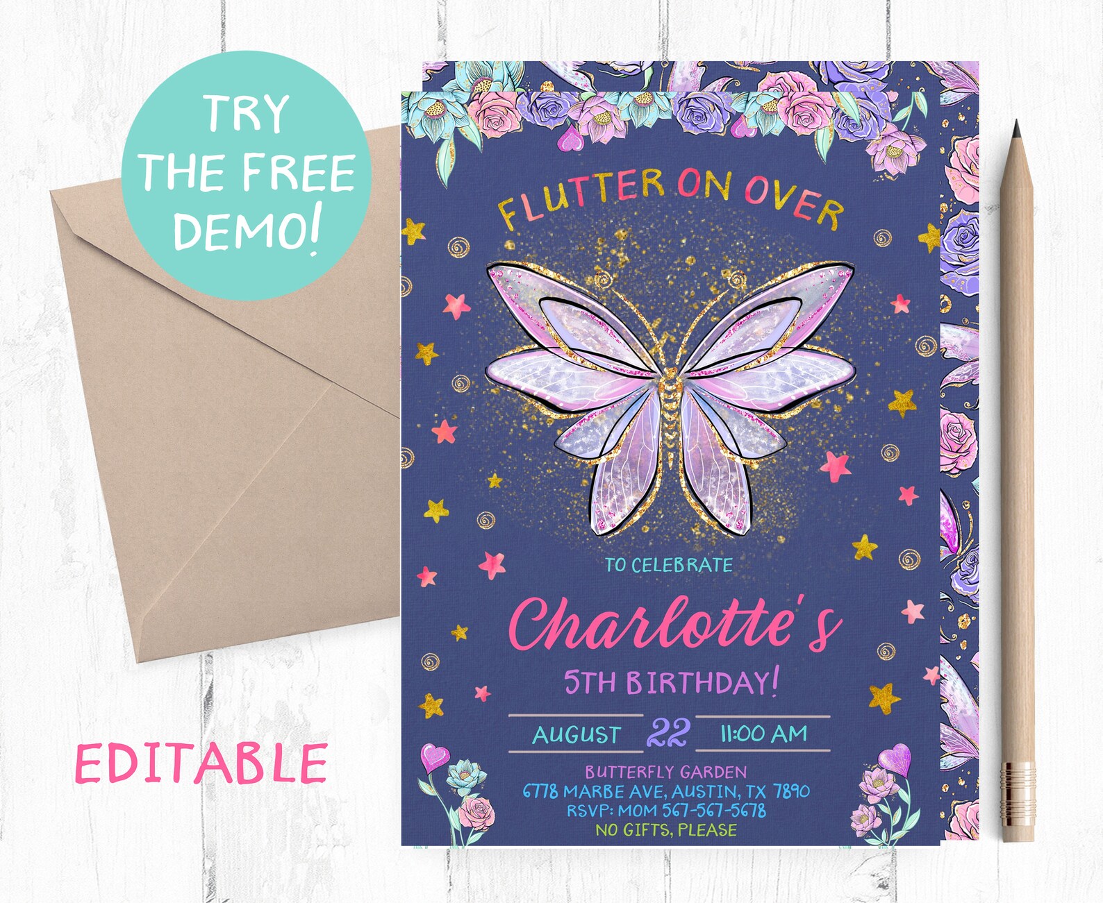 Flutter on Over Invitation Butterflies Invitations - Etsy