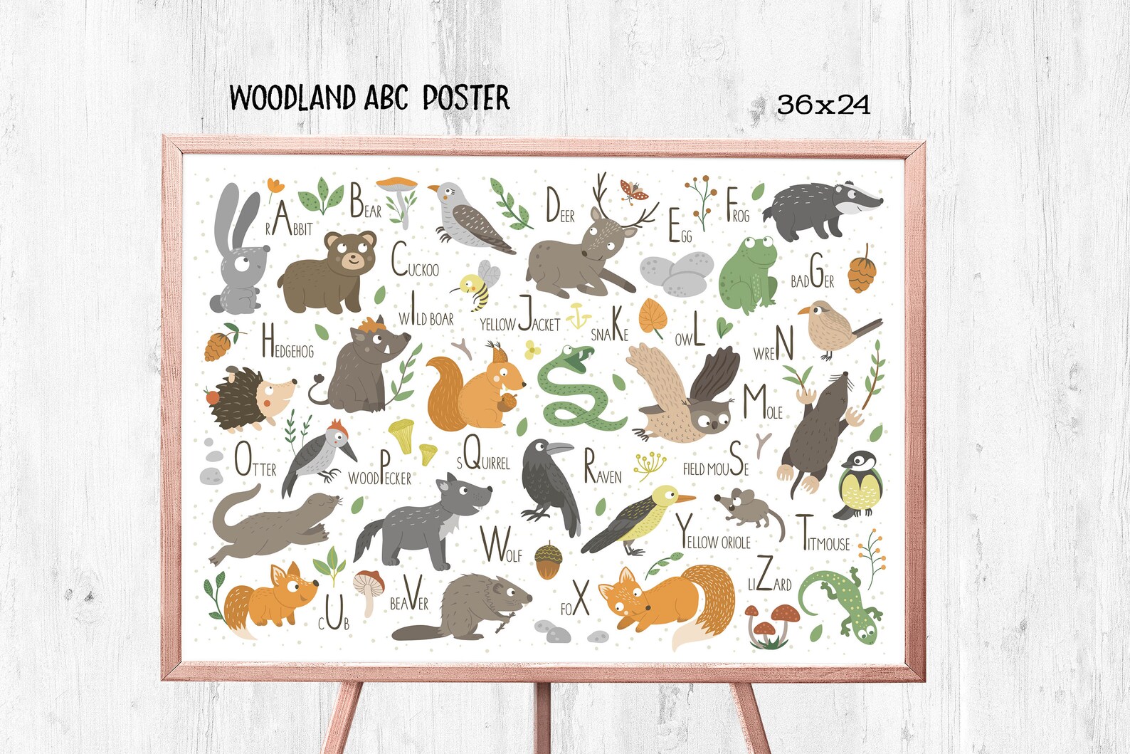 Woodland ABC Alphabet Poster. ABC Alphabet Nursery Decor ABC - Etsy