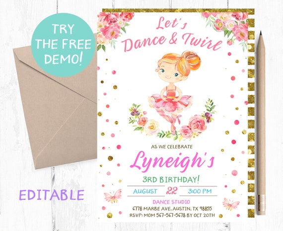 Ballet Invitation Ballet Invites Ballet Birthday - Etsy
