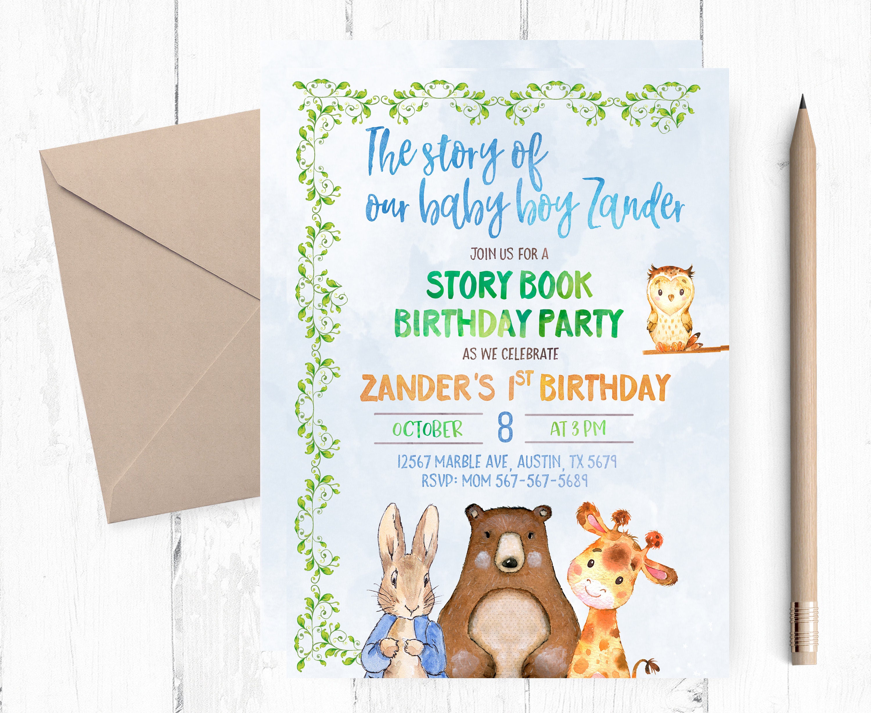 Storybook Invitation Storybook Birthday Invitations Boy | Etsy Ireland