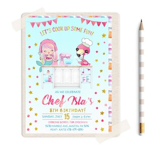 Chef Birthday Party Invitation Cooking Class Birthday | Etsy