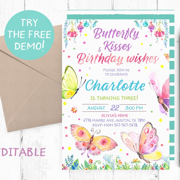Butterfly Kisses And Birthday Wishes Invitation Etsy New Zealand butterfly-kisses-and-birthday-wishes-invitation-etsy-new-zealand