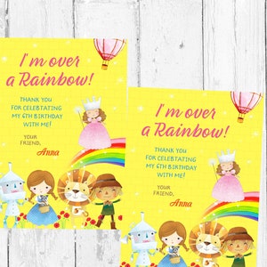 Editable Wizard of Oz Thank You Card, Wizard of Oz Party Favors Instant ...