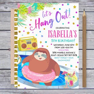 Editable Sloth Pool Invites Sloth Pool Party Bash Sloth Pool - Etsy