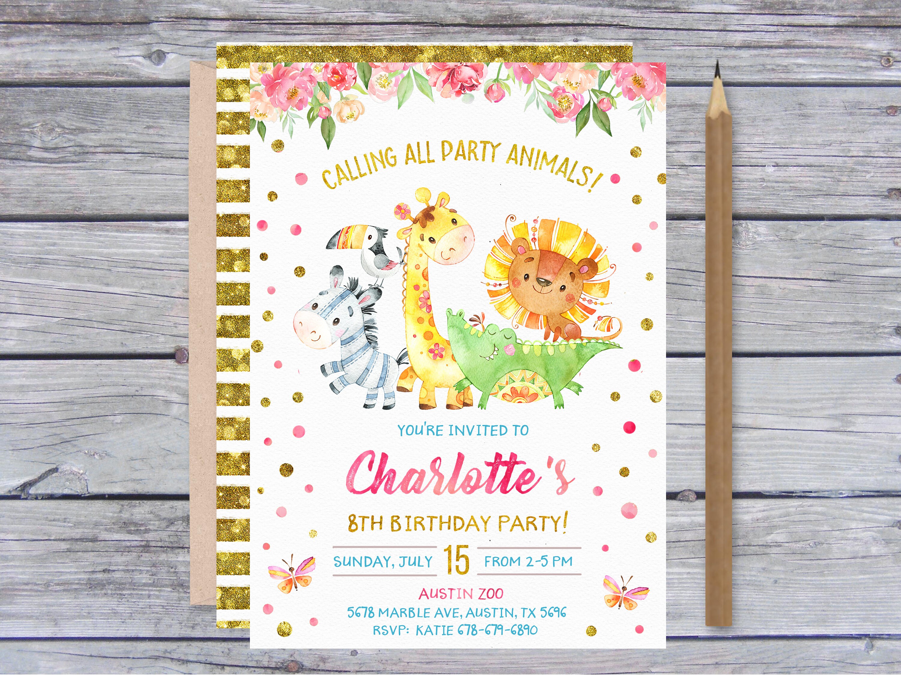 Zoo Birthday Invitation Printable Zoo Birthday Party Invite | Etsy