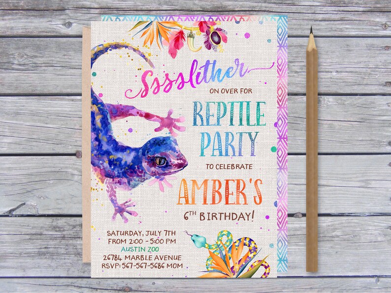 Lizard Invitations Lizard Invitation Lizard Birthday Party | Etsy
