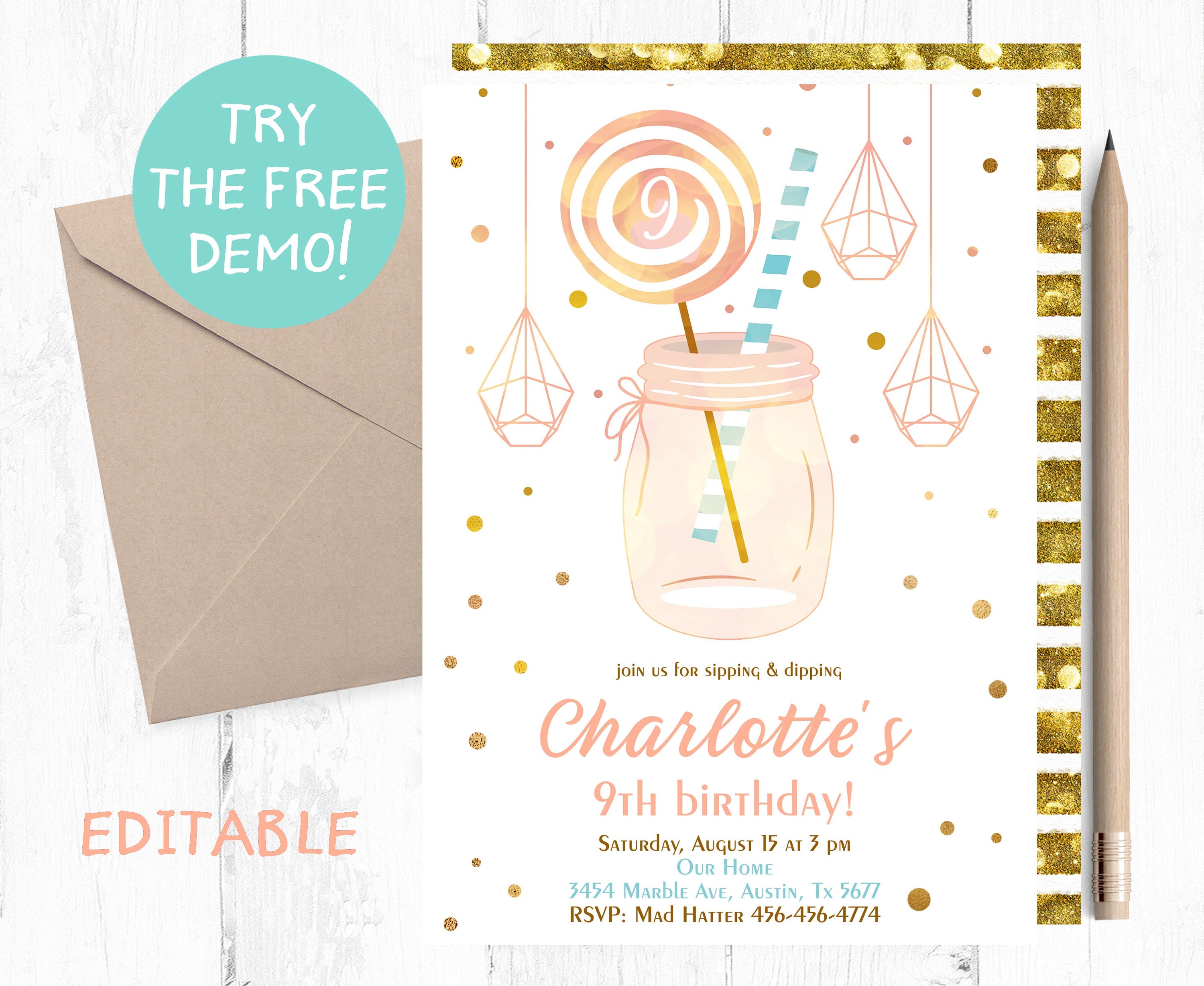 Mason Jar Birthday Invitations