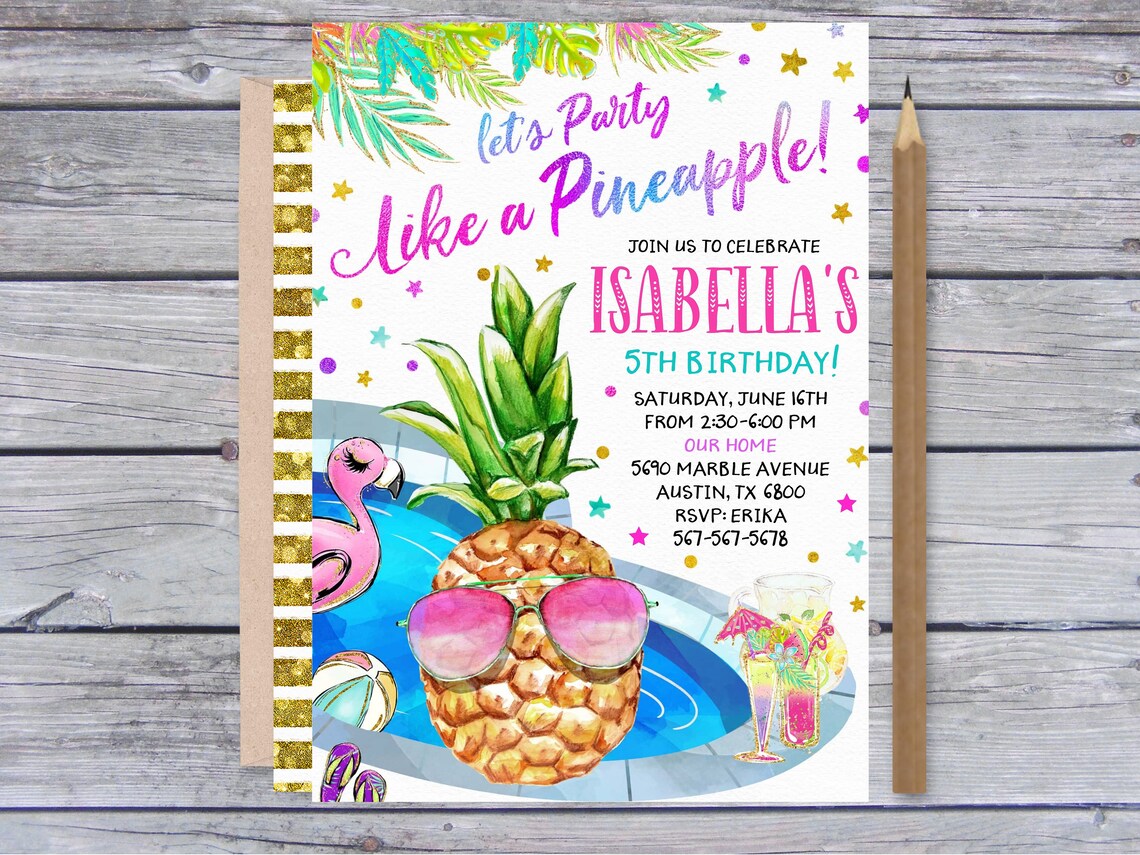 Editable Pineapple Pool Invitation Pineapple Pool Party - Etsy