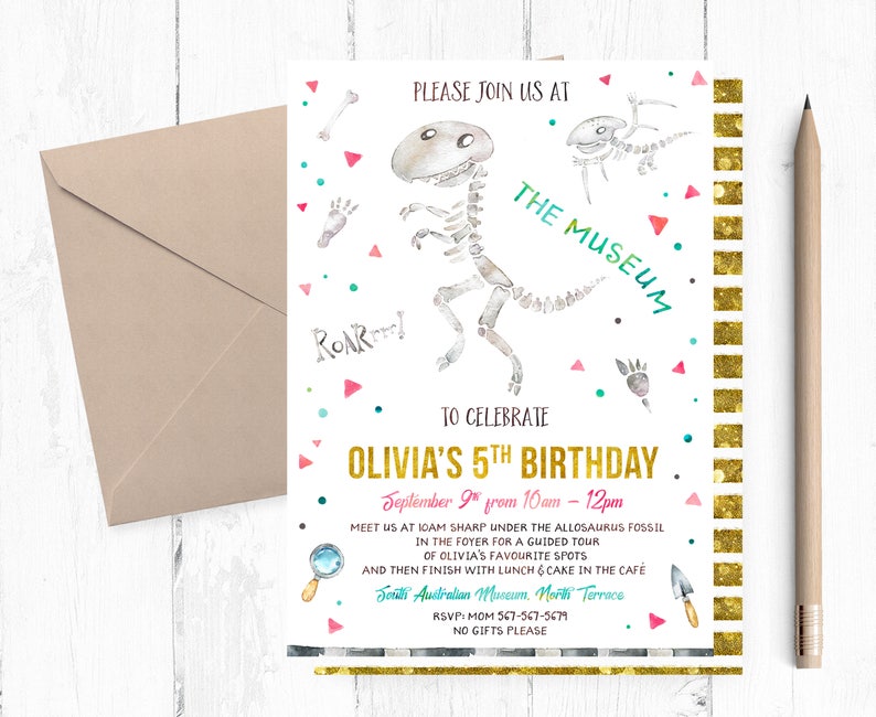 Museum Birthday Invitation Girl Museum Birthday Party | Etsy
