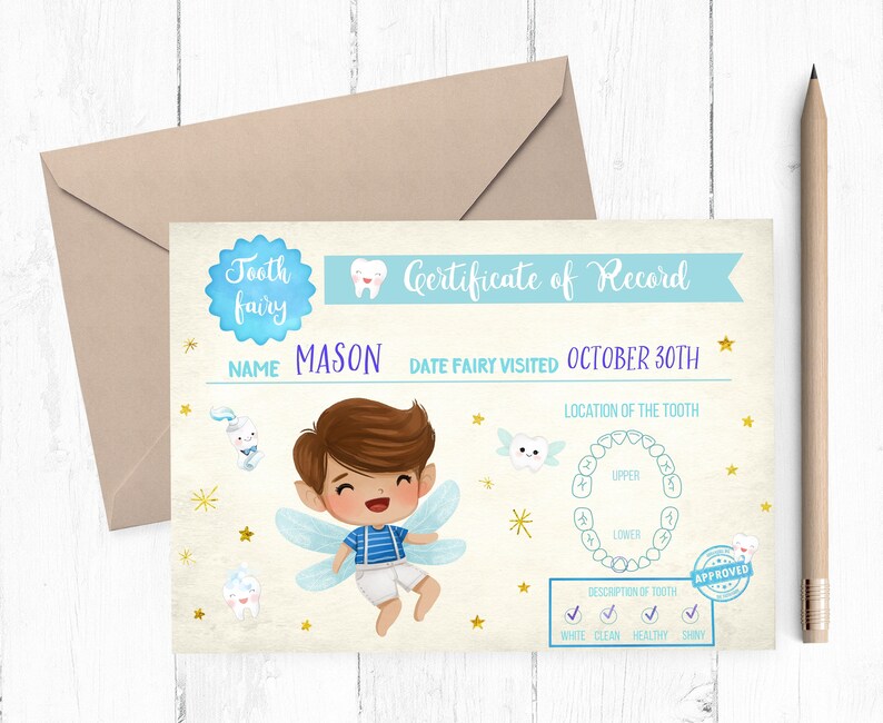 EDITABLE Brunette Boy Tooth Fairy Set Tooth Fairy Editable - Etsy