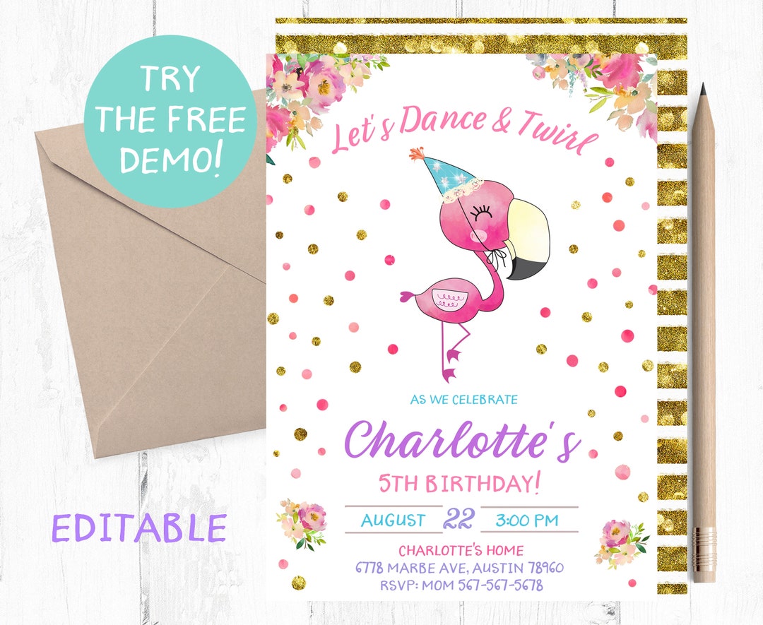 Flamingo Invitations, Flamingo Invitation, Flamingo Birthday Party ...