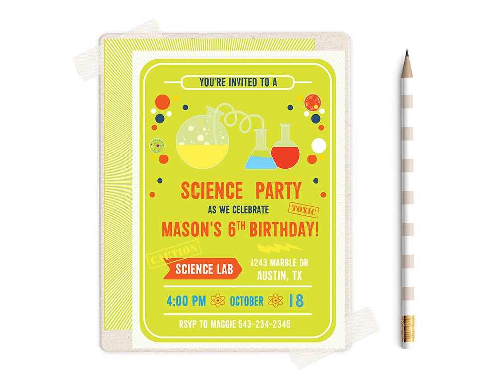 Science Birthday Invitation Science Birthday Invitations | Etsy