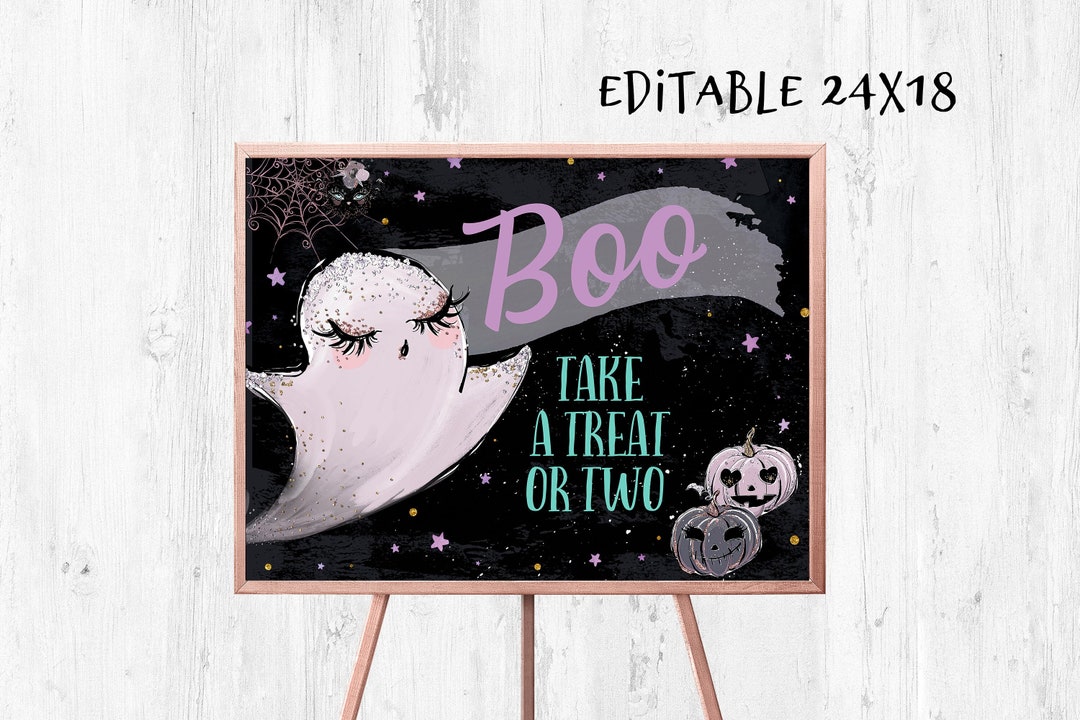 Editable Halloween Treat Sign, Halloween Boo Treat Sign Instant ...