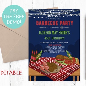 Editable Barbecue Template, Barbecue Instant Download Invitation, BBQ ...