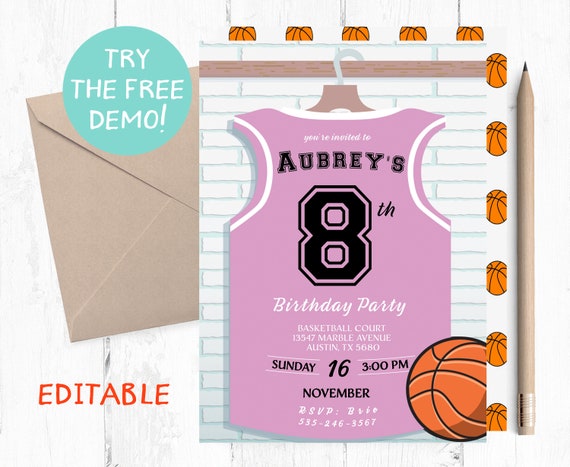 Editable Basketball Template Girl Basketball Birthday Party - Etsy