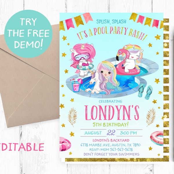 Unicorn Pool Party - Etsy